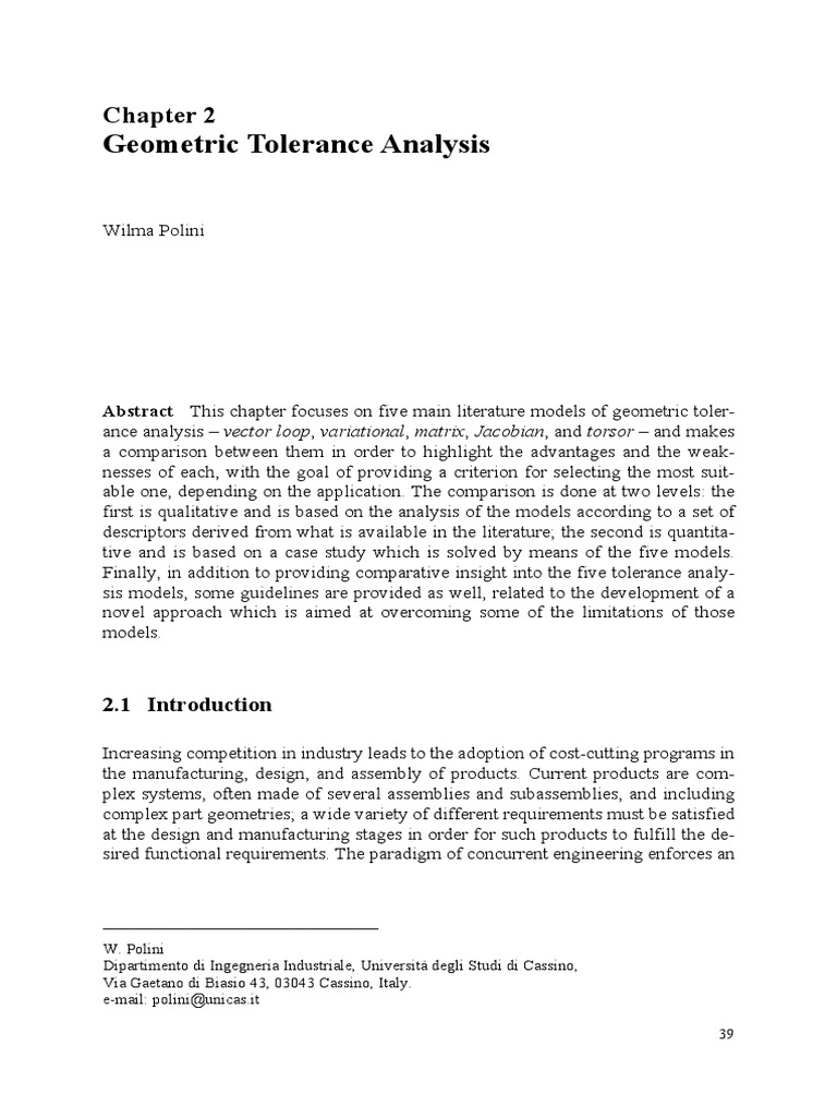 Geometric Tolerance Analysis: Abstract This Chapter Focuses On Five ...