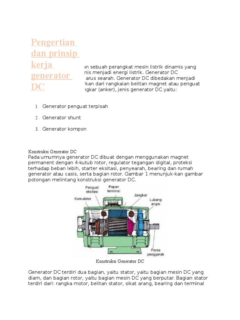 Pengertian Dan Prinsip Kerja Generator DC | PDF