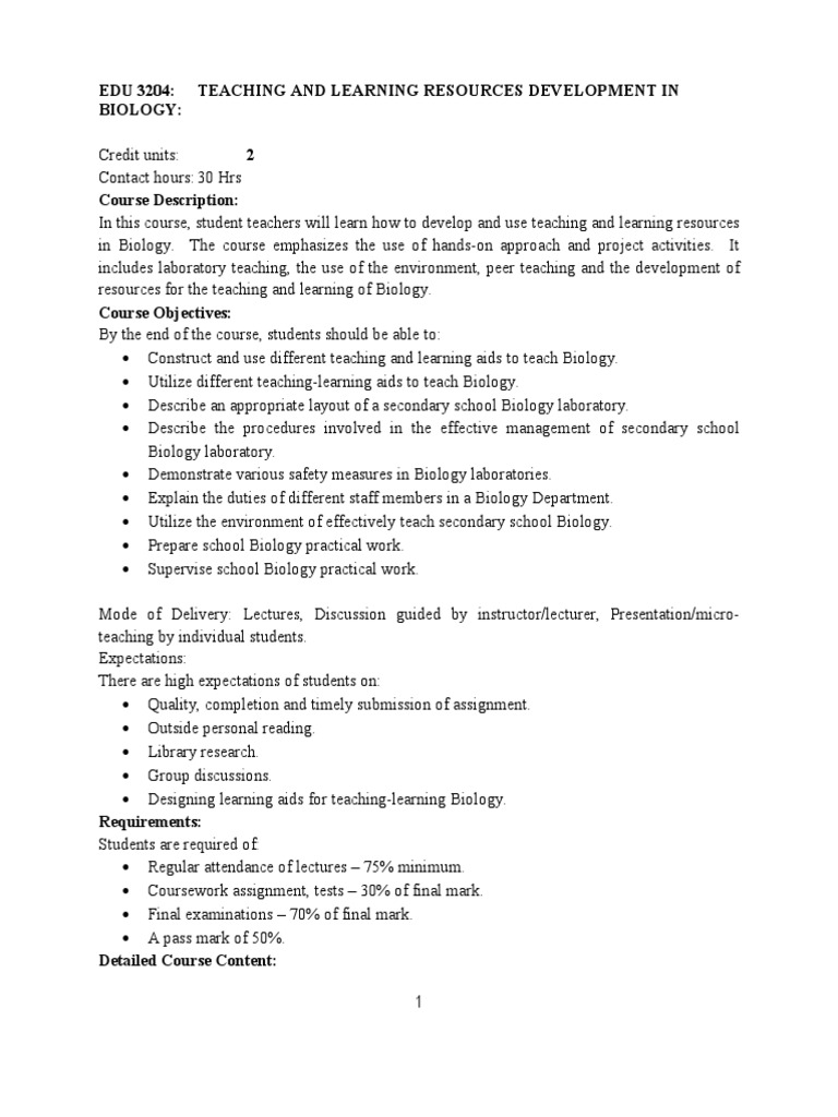 Microsoft Word - EDU COURSE OUTLINE.pdf | Lecture | Test (Assessment)