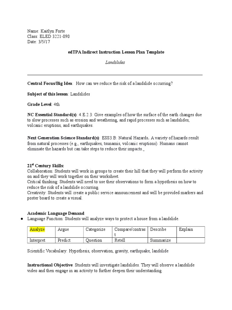 5e Lesson Plan Science Landslides Final | PDF | Landslide | Earth Sciences