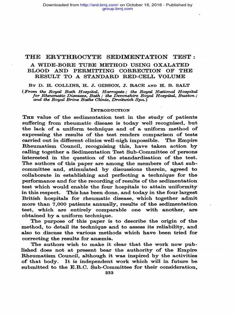 Ann Rheum Dis 1939 Collins 333 58 | PDF | Experiment | Anemia