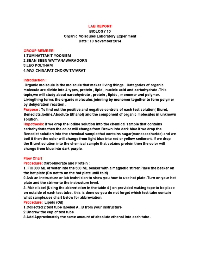 Lab Report | PDF | Carbohydrates | Biochemistry