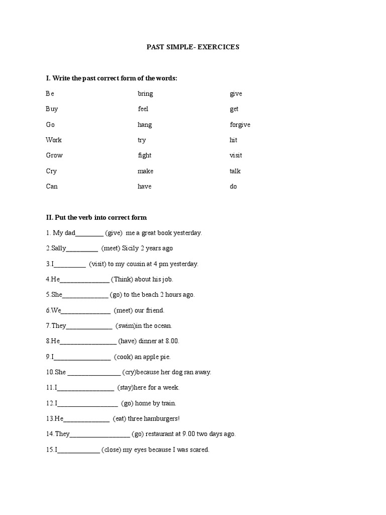 Past Simple - Ćwiczenia | PDF | Leisure