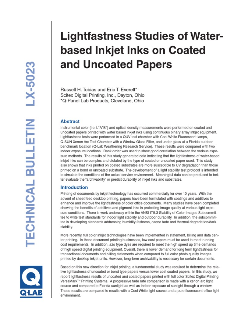 Lightfastness Studies of Waterbased Inkjet | PDF | Ink | Ultraviolet