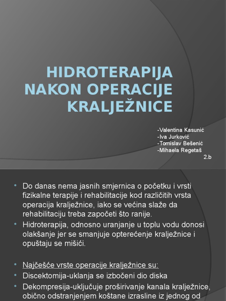 Hidroterapija Nakon Operacije Kralježnice | PDF
