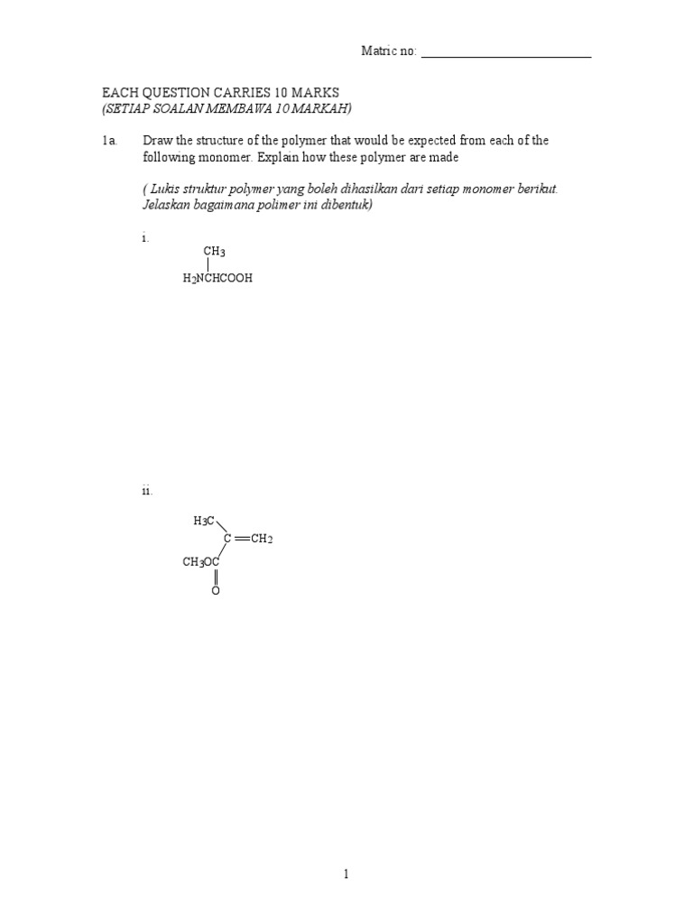 Exercises | PDF | Copolymer | Polymers