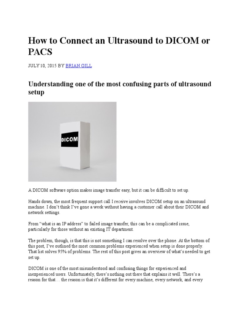 How To Connect An Ultrasound To DICOM or PACS | PDF | Medical Imaging ...