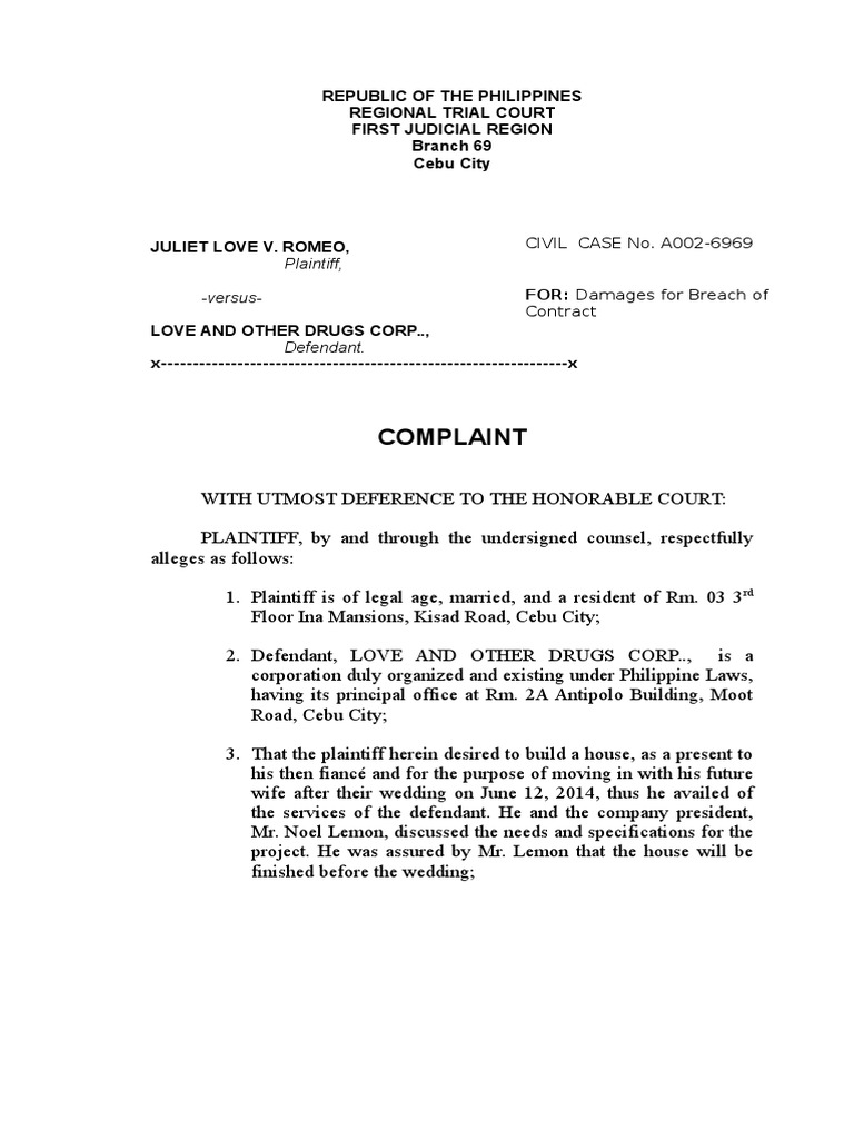 Complaint Letter Legal Logic | PDF | Damages | Liquidated Damages