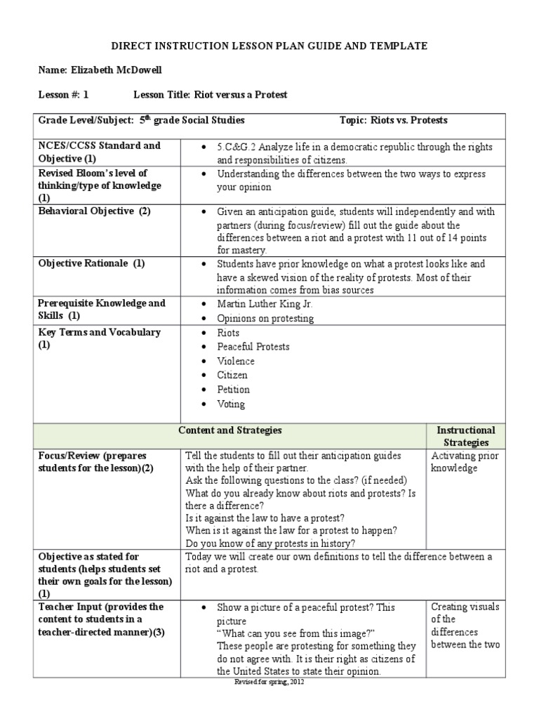 Social Studies Lesson | PDF | Riot | Lesson Plan