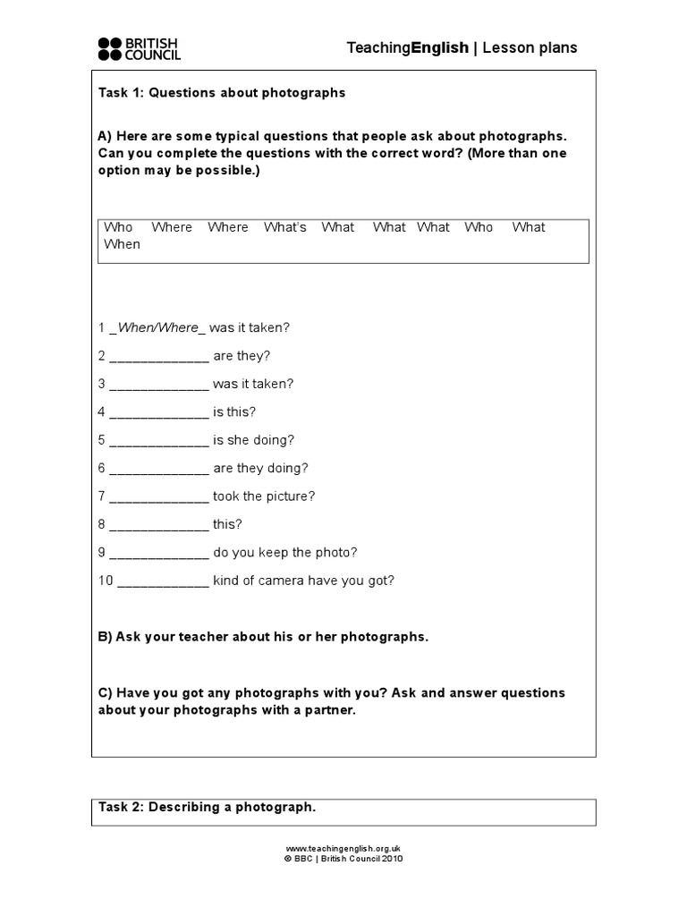 Photographs Worksheets | PDF | Photograph | Leisure