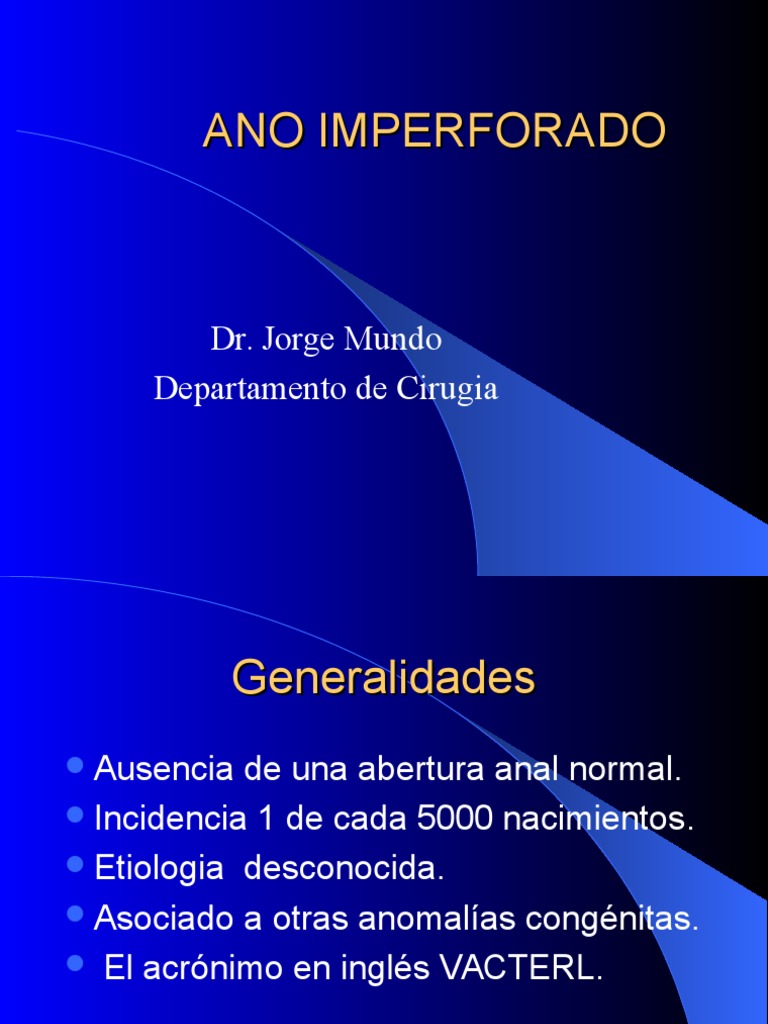 Ano Imperforado | PDF | Recto | Gastroenterología