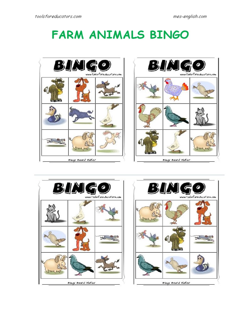 Farm Animals Bingo Resources | PDF
