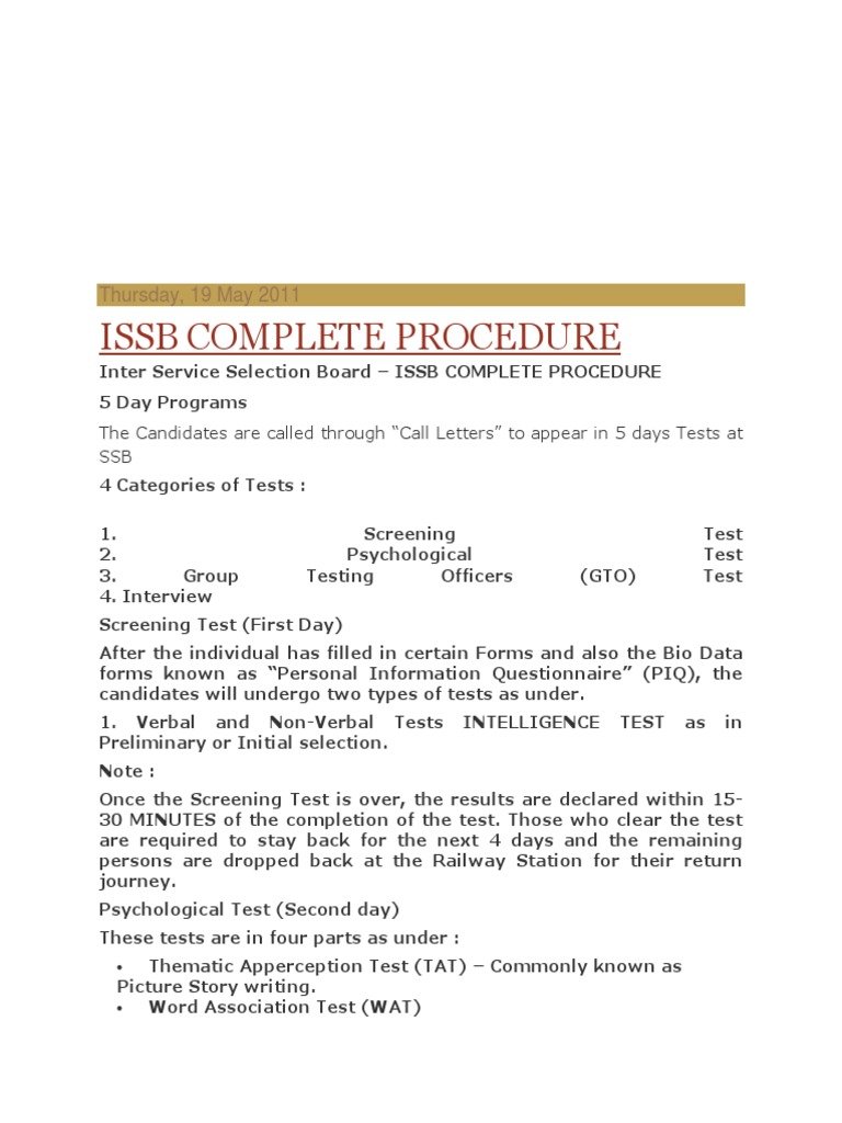Issb Notes | PDF | Psychological Testing | Test (Assessment)