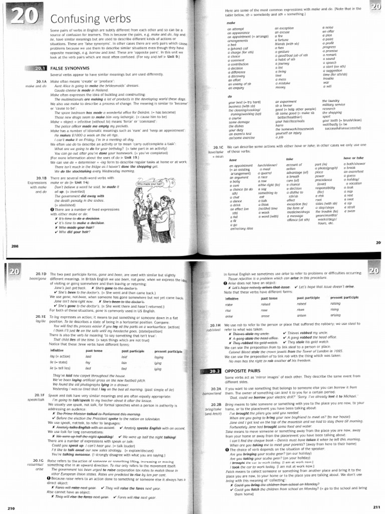 Confusing Verbs PDF | PDF