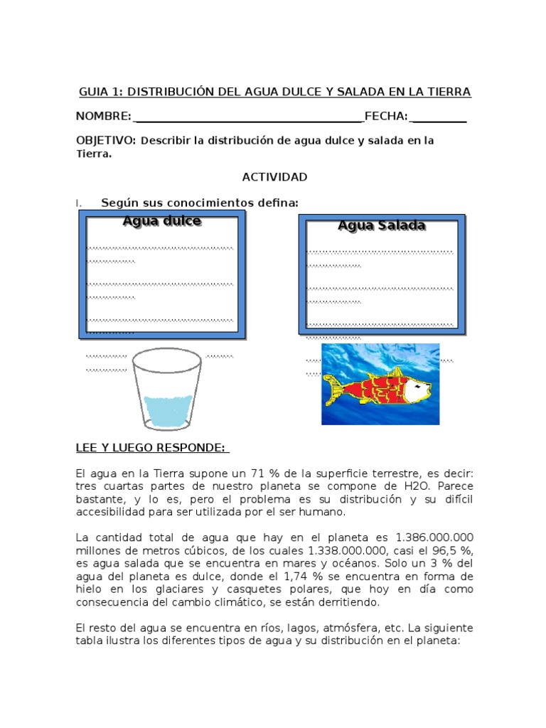 Distribución del Agua Dulce y Salada | PDF | Desalinización | Tierra