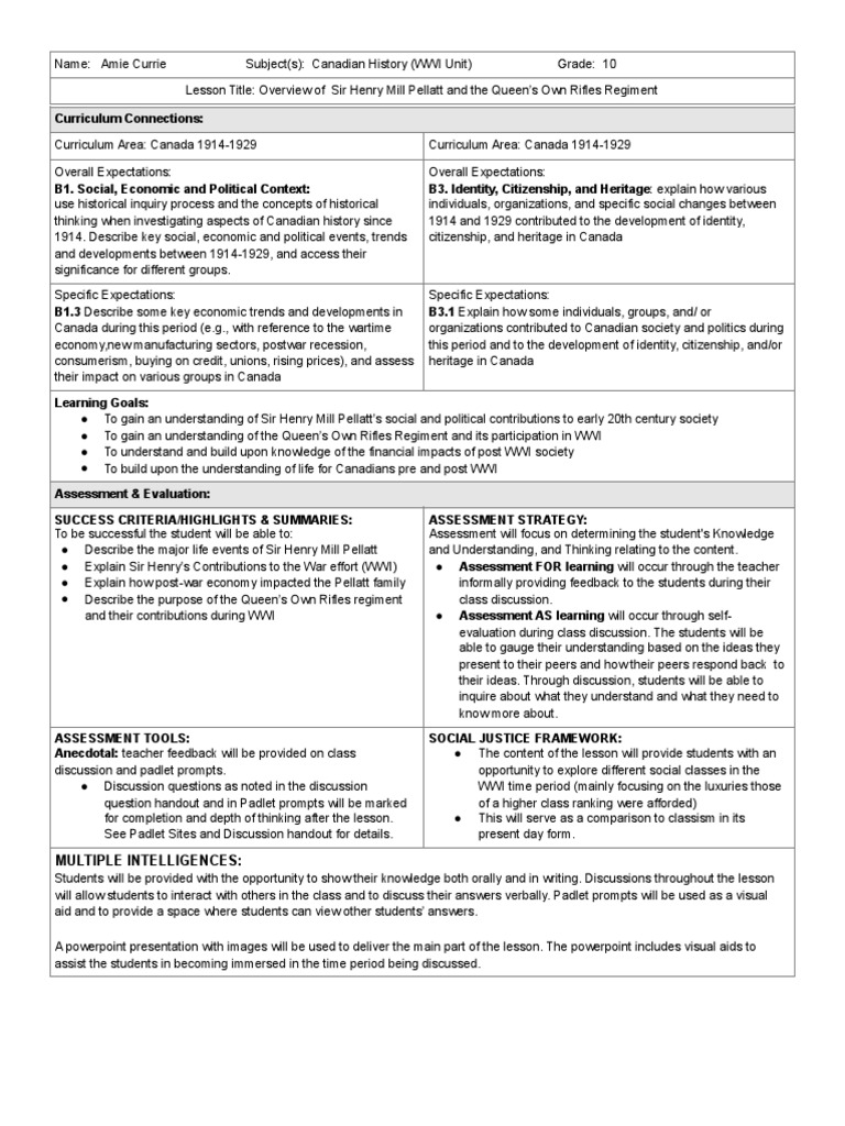 Casa Loma Lesson Plan Pre-Lesson | PDF | Educational Assessment | Canada