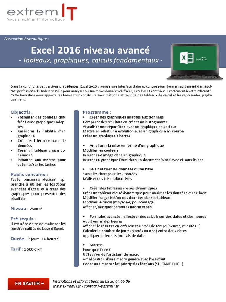 Formation Excel Avancé : Graphiques et Macros | PDF | Microsoft Excel ...