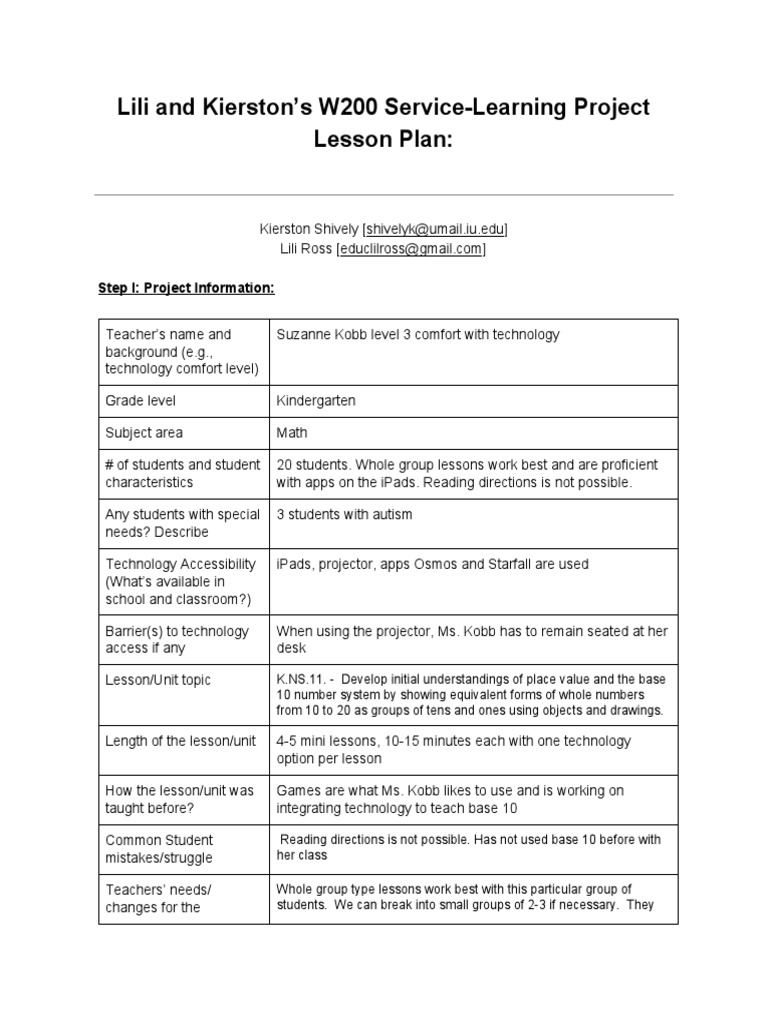 Kindergarten Math Lesson Plan: Base 10 | PDF | Special Education | Teachers
