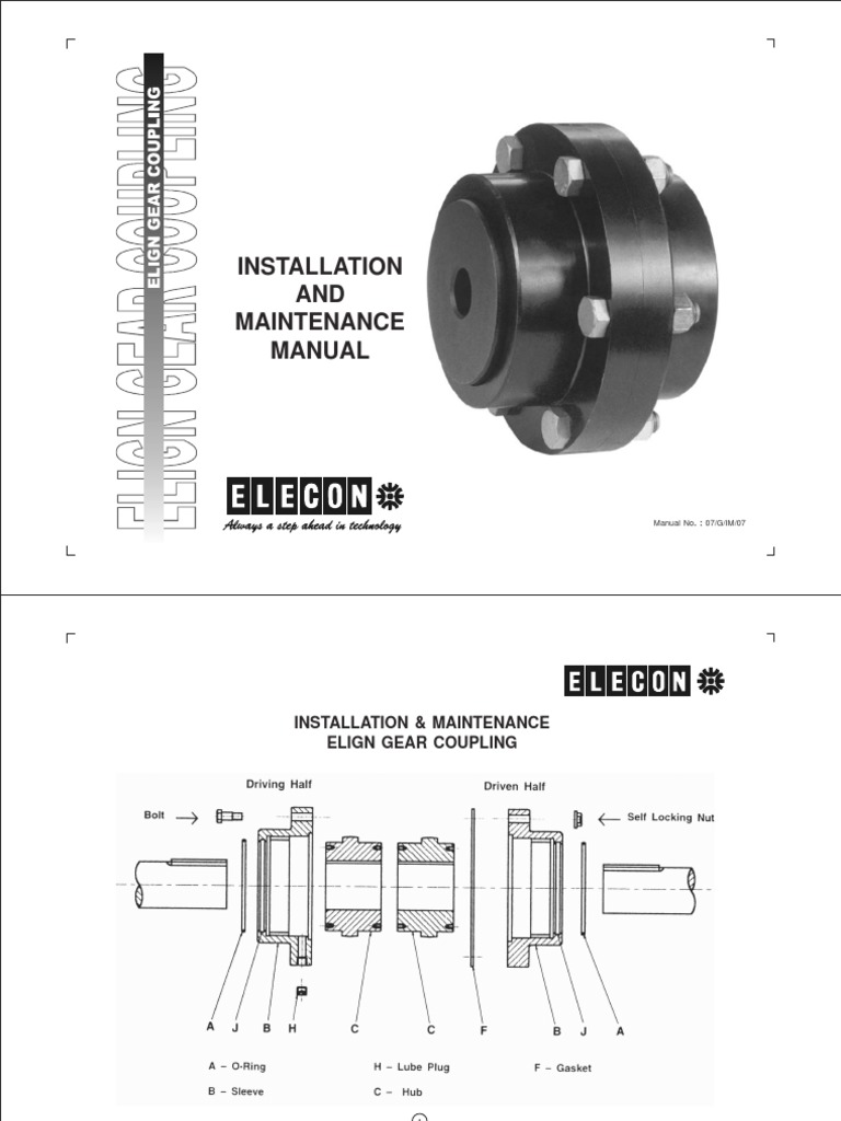 Installation and maintenance manual for Elign gear couplings | PDF ...