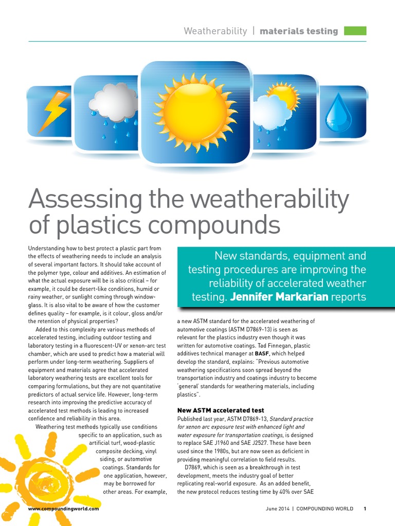 Weatherability of Plastic Compounds | Plastic | Reliability Engineering
