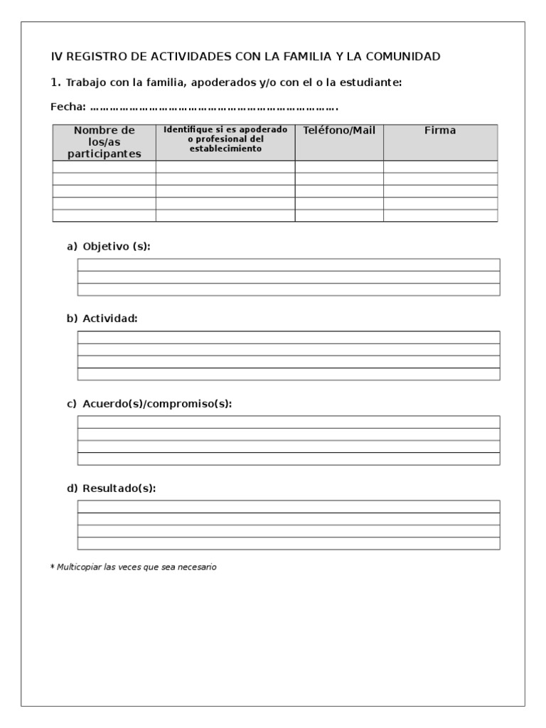 Registro Atención Apoderados LIBRO REGISTRO PIE | PDF