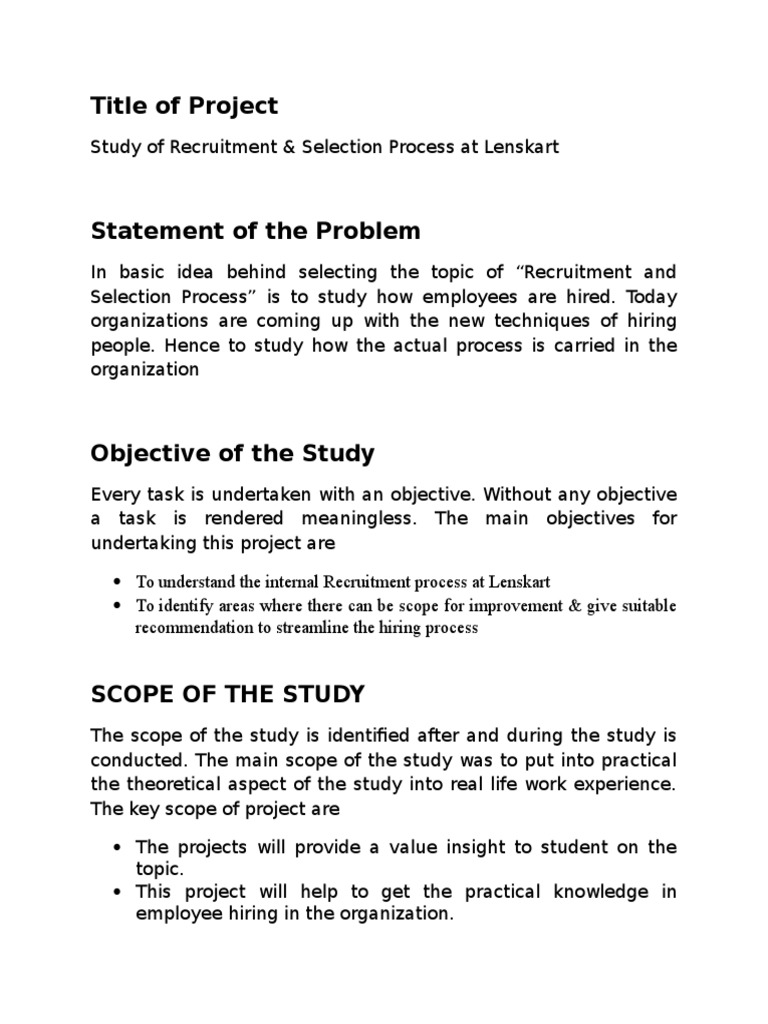 Synopsis Recruitment Selection | Recruitment | Science