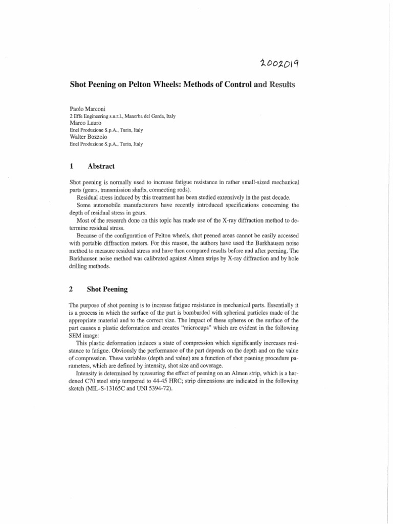 Shot Peening, On Pelton Wheels | PDF