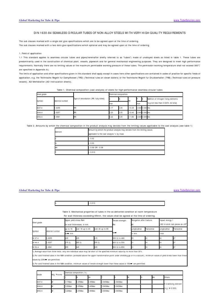 Din 1630 PDF | PDF | Yield (Engineering) | Pipe (Fluid Conveyance)