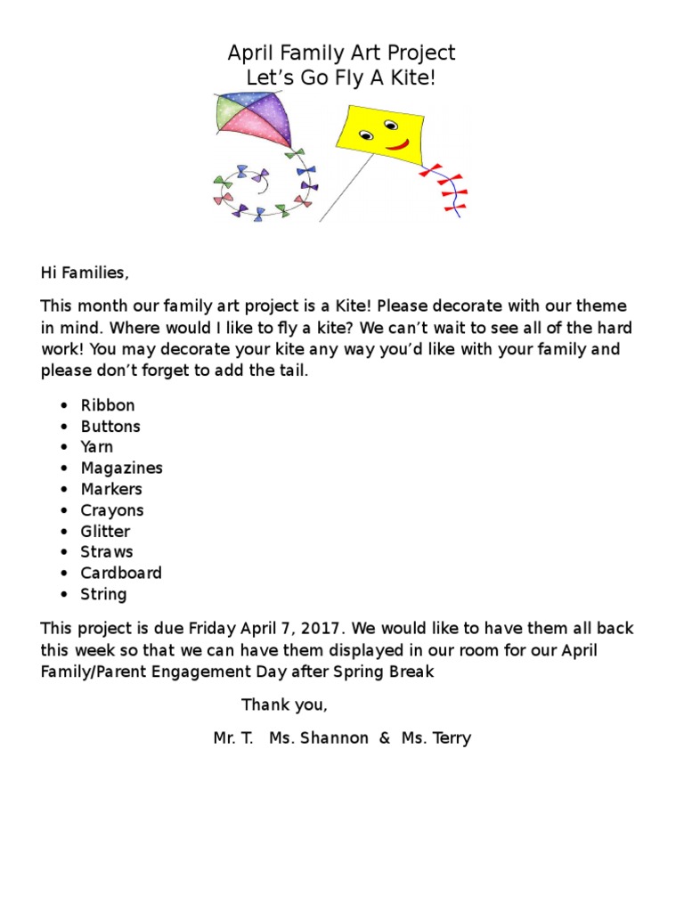 April Family Kite Art Project | PDF | Art