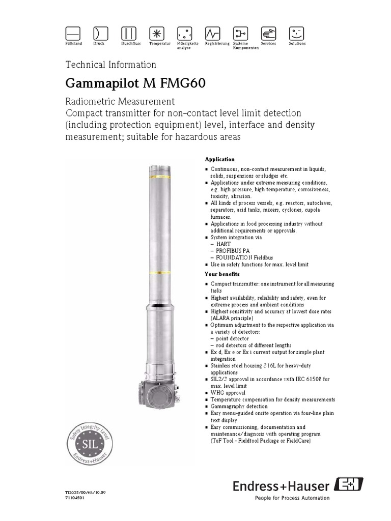 Gamapilot FMG60 | PDF | Density | Radiation