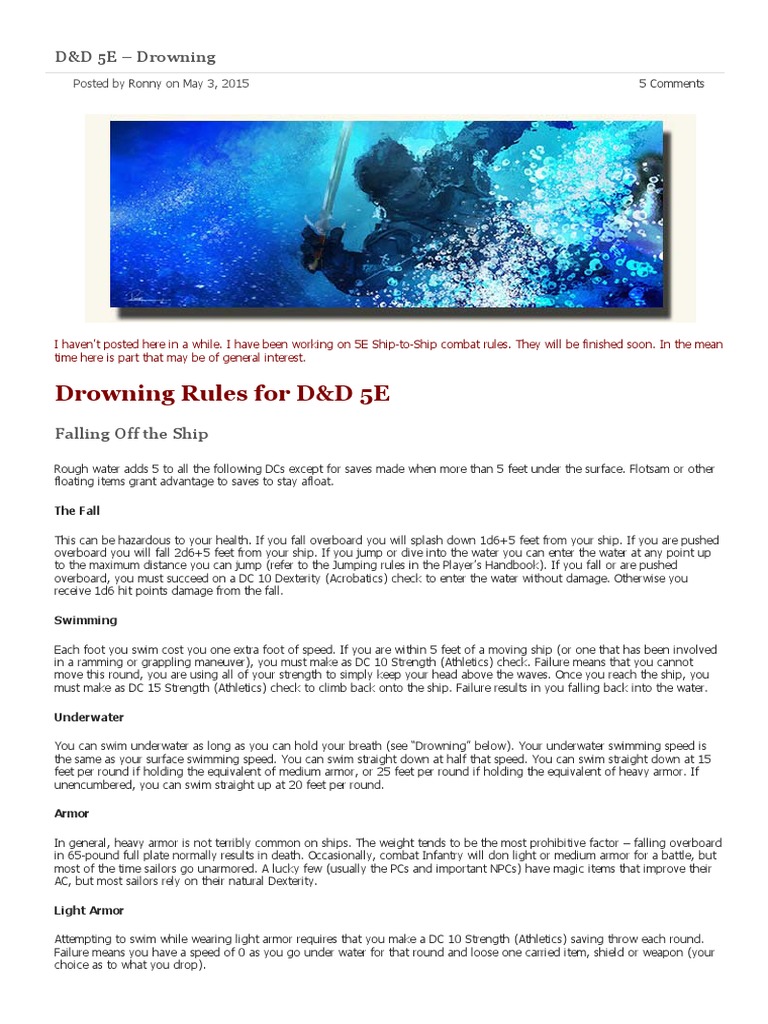 D&D 5E - Drowning | PDF | Armour | Sports