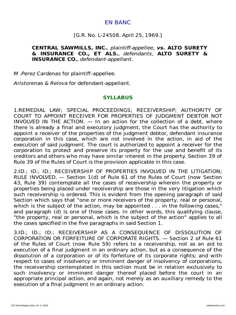 Receivership of Alto Surety & Insurance | PDF | Receivership | Bankruptcy