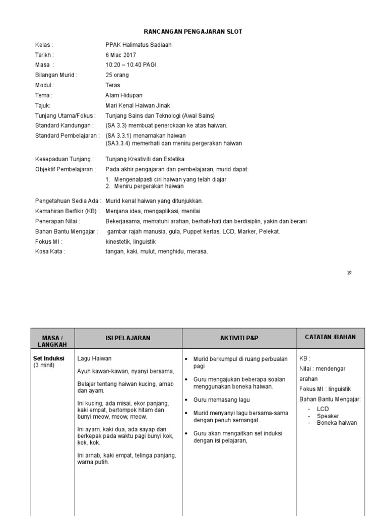 CONTOH RPS Aktiviti Kelas | PDF