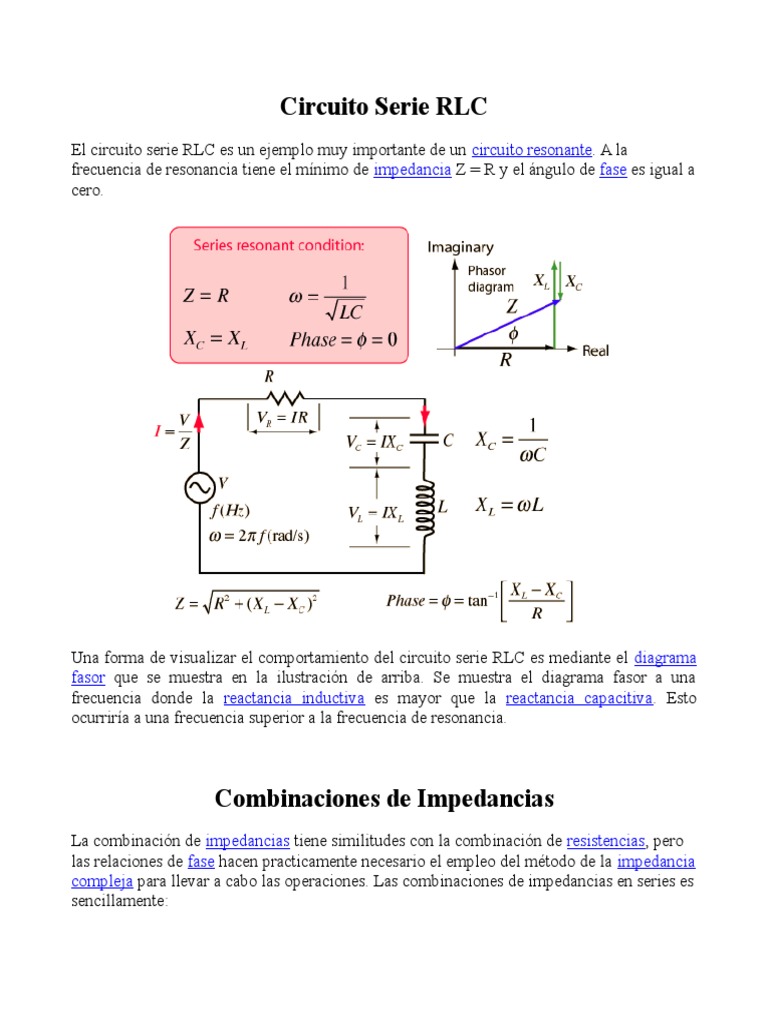 Circuito Serie RLC | PDF | Impedancia eléctrica | Ingenieria Eléctrica
