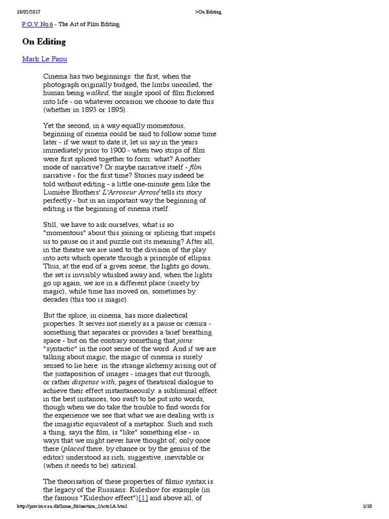 Mark Le Fanu On Editing | PDF | Leisure