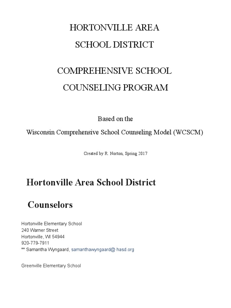 Comprehensive School Counseling Program 1 | PDF | School Counselor ...