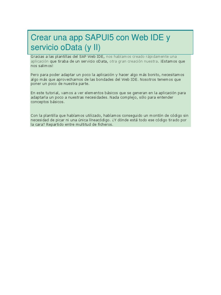 Crear app SAPUI5 con Web IDE | PDF