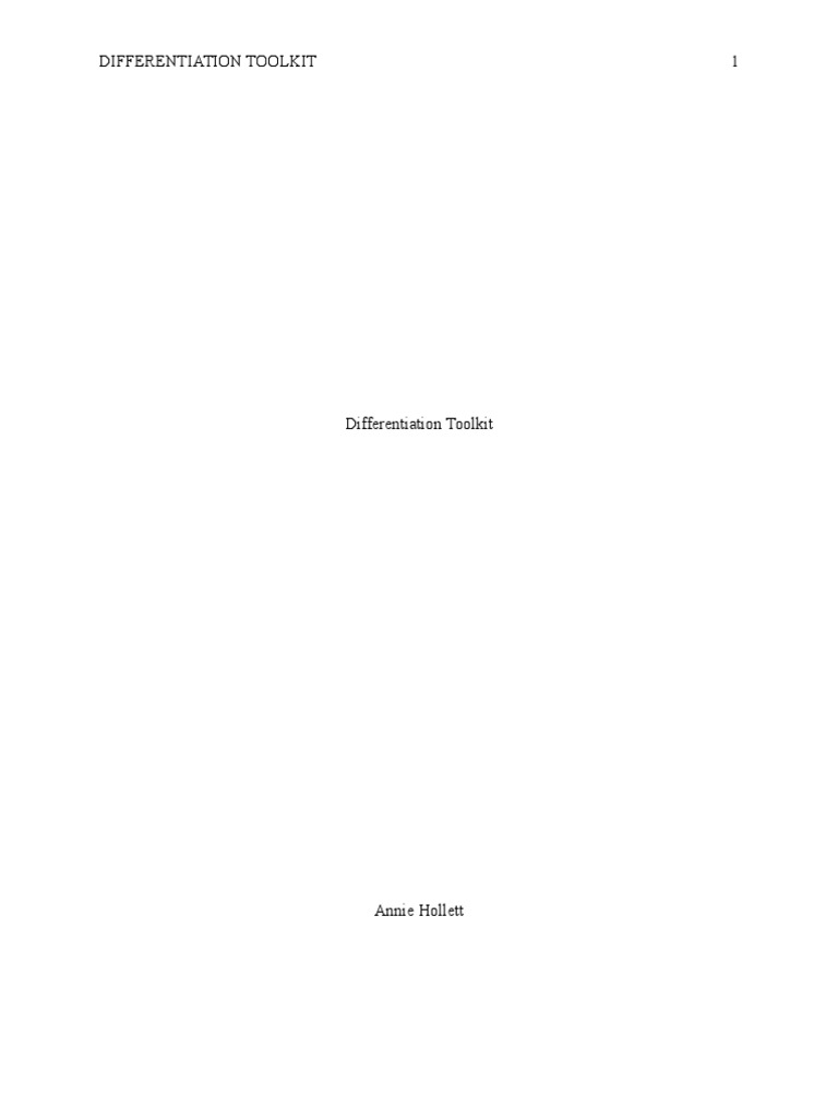 Differentiation Toolkit | PDF | Differentiated Instruction | Classroom