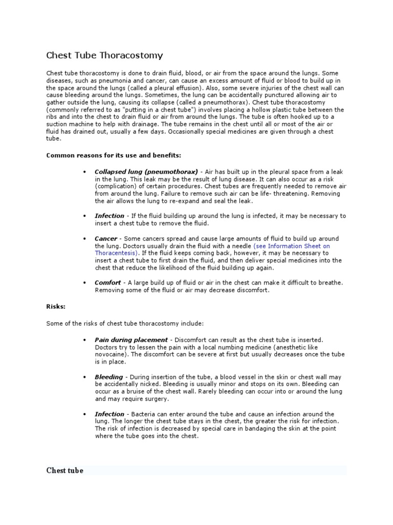 Chest Tube Thoracostomy | PDF | Medicine | Diseases And Disorders