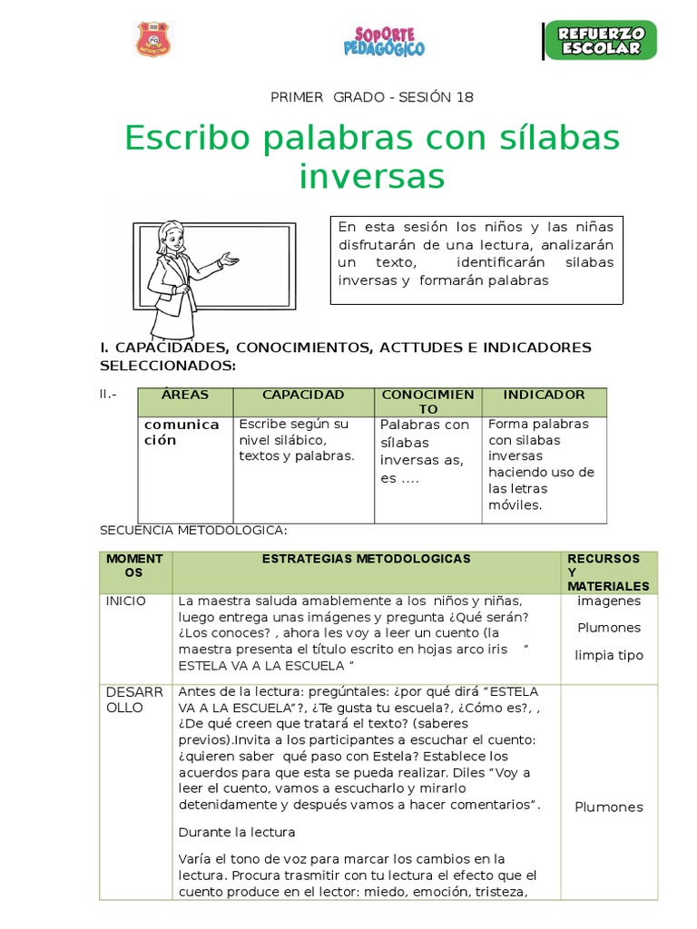 Lectura de sílabas inversas para primer grado | PDF | Lectura (proceso ...