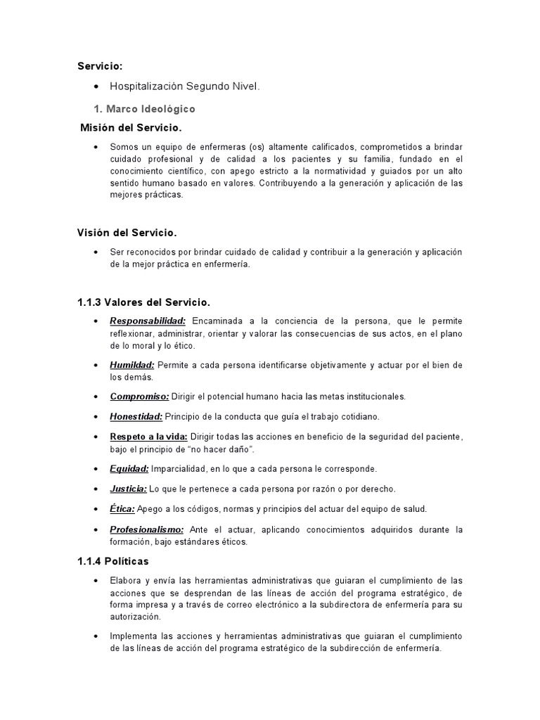 Descripción Del Servicio | PDF | Enfermería | Amamantamiento