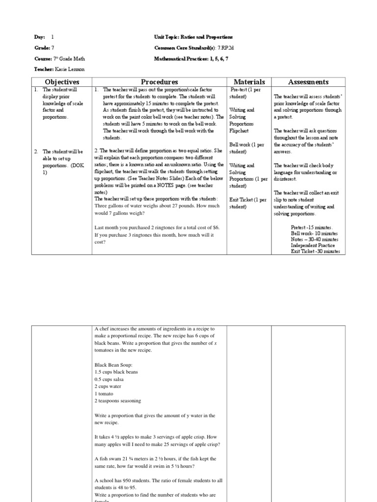 Writing and Solving Proportions | PDF | Teachers | Teaching