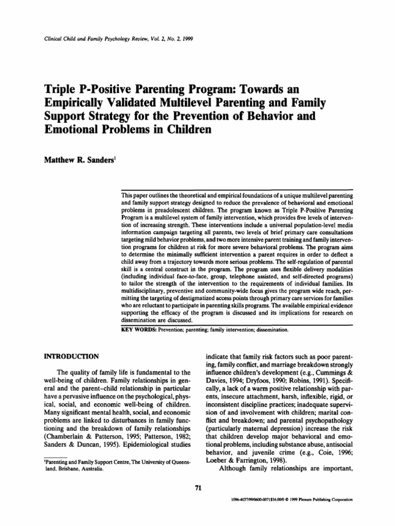 Triple P Parenting Intervention PDF | PDF | Parenting | Relationships