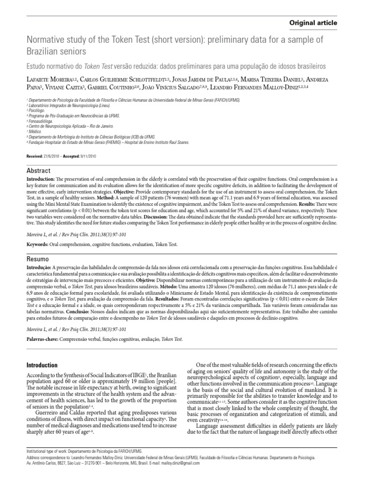 Token Test - Versão Reduzida - 29 de 36 Pontos Pontuação de Corte ...