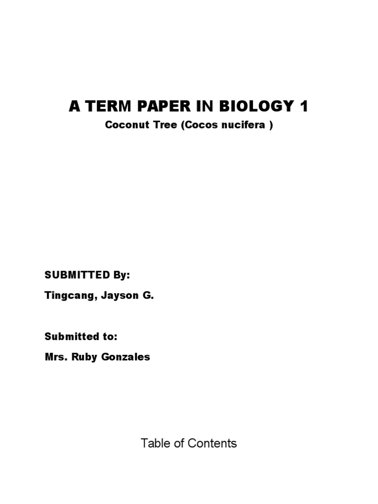 Bio Term Paper | PDF | Coconut | Trees
