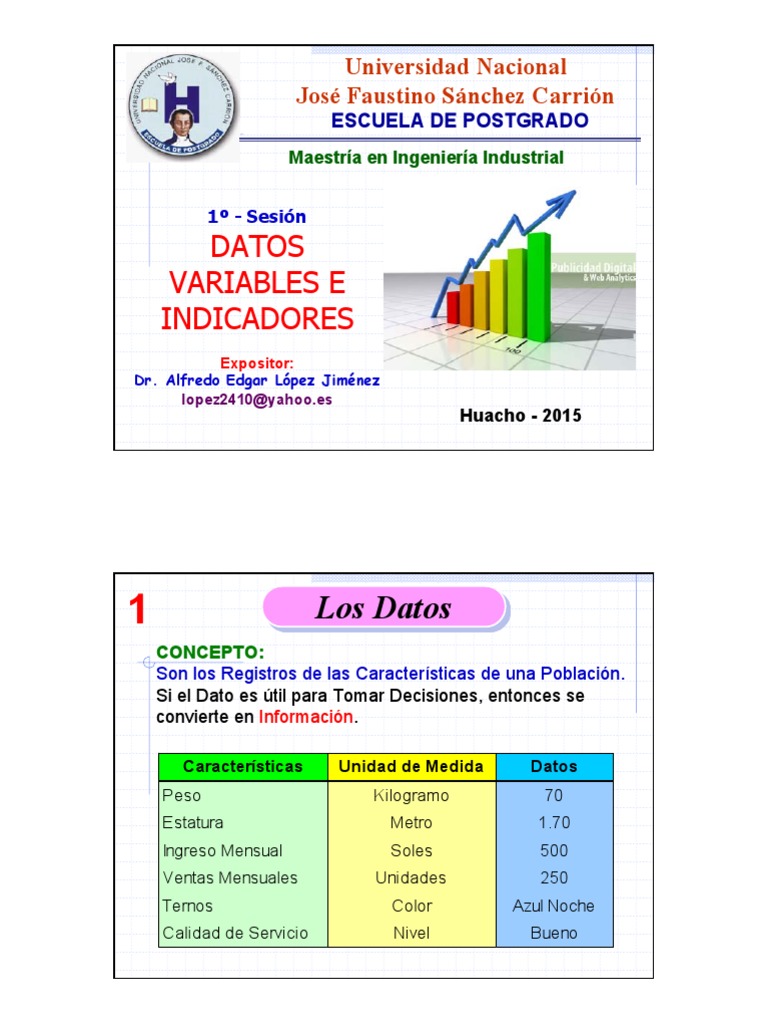 1 - Datos, Variables e Indicadores | PDF | Variable (Matemáticas) | Science