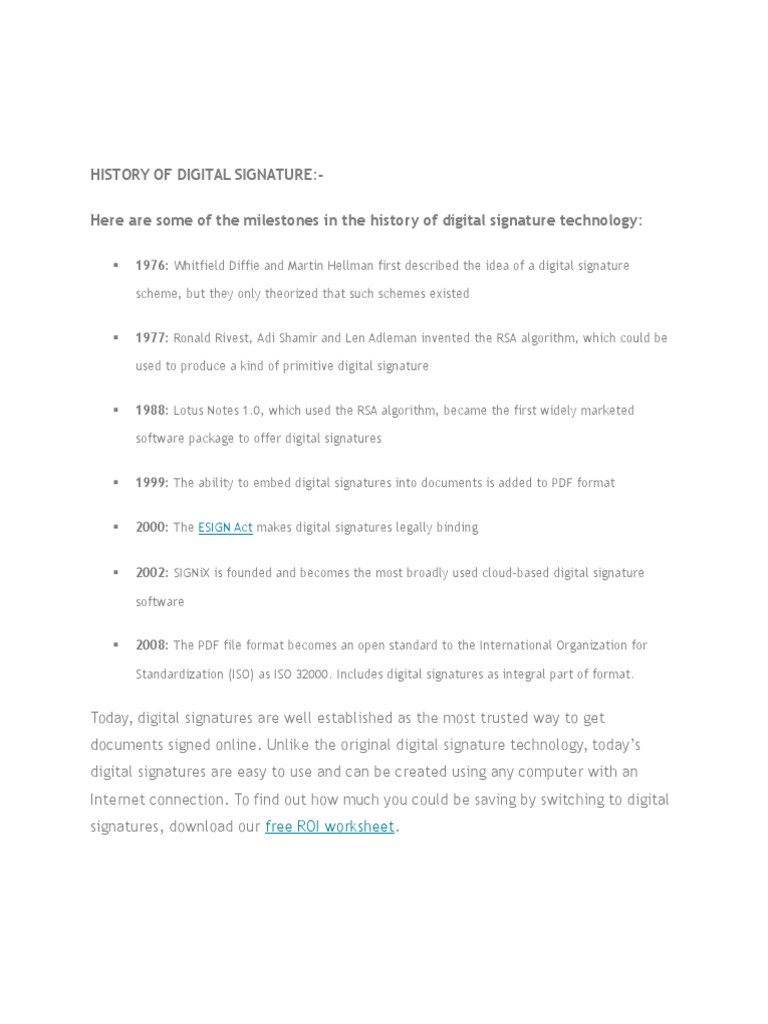 History of Digital Signature | PDF | Secure Communication | Digital ...