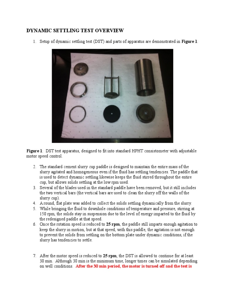 Dynamic Settling Test Procedure Overview | PDF | Gel | Density