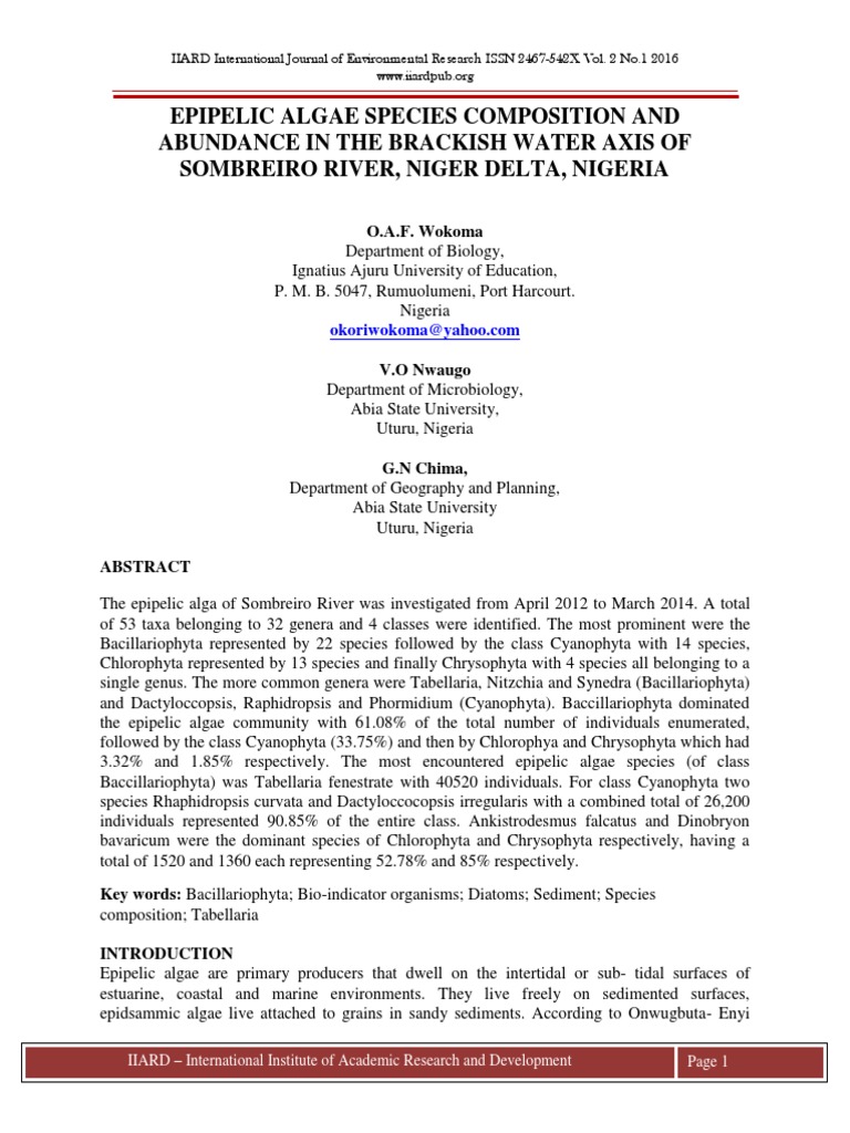Epipelic Algae Species | Download Free PDF | Estuary | Natural Environment