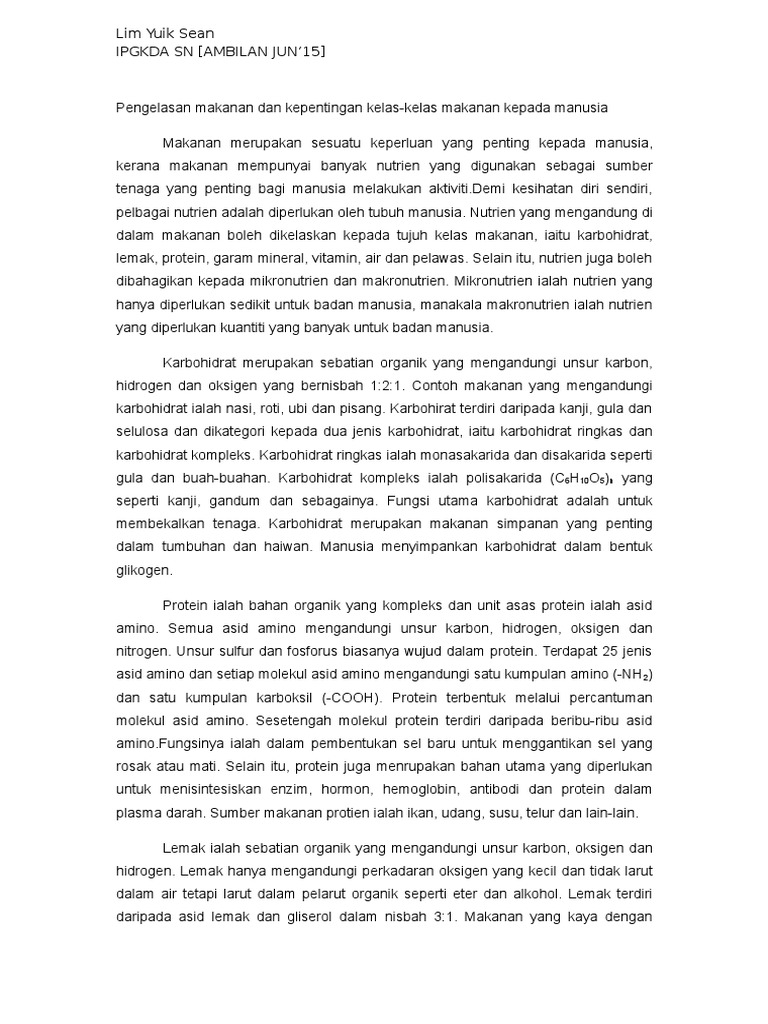 BIOLOGY: Pengelasan Makanan | PDF